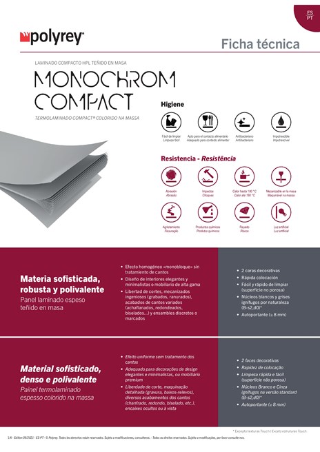 MONOCHROM Revestimento de parede em HPL By Polyrey