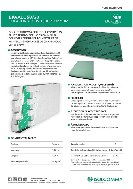 Panneau thermo-isolant en fibre de polyester BIWALL By Isolgomma