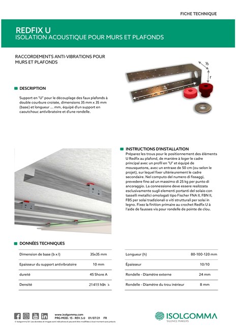 Châssis et accessoires pour faux-plafond REDFIX By Isolgomma
