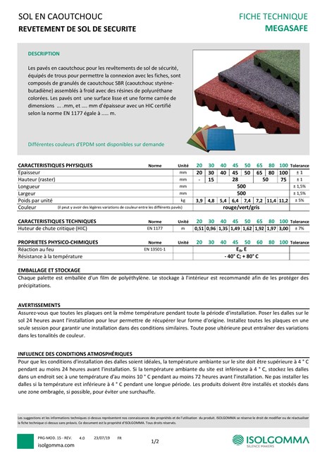 Plaque antichoc pour sol MEGASAFE By Isolgomma