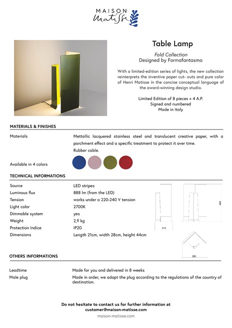 FOLD | Lampada da tavolo By Maison Matisse design Formafantasma