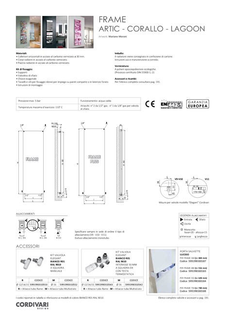 Termoarredo verticale in acciaio al carbonio a parete FRAME CORALLO By ...