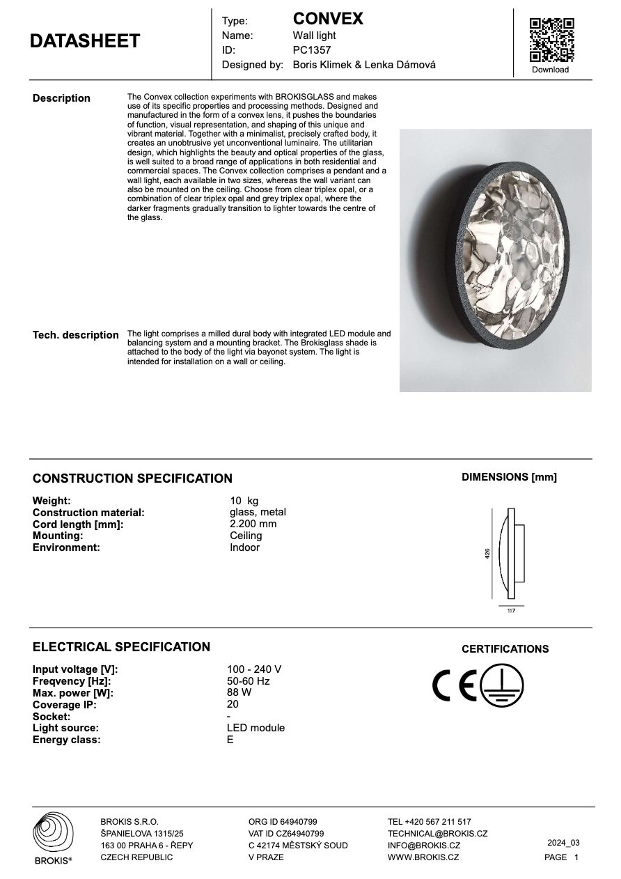 CONVEX Wall lamp By BROKIS