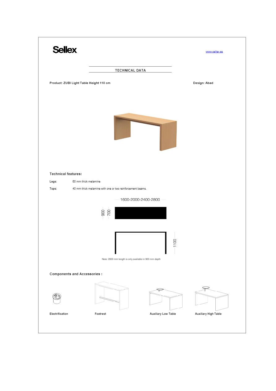ZUBI LIGHT Table By Sellex