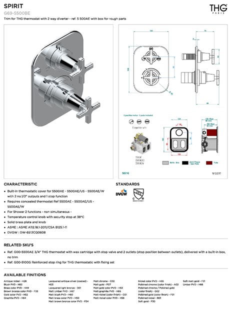 SPIRIT Thermostat with 2 way diverter By THG Paris