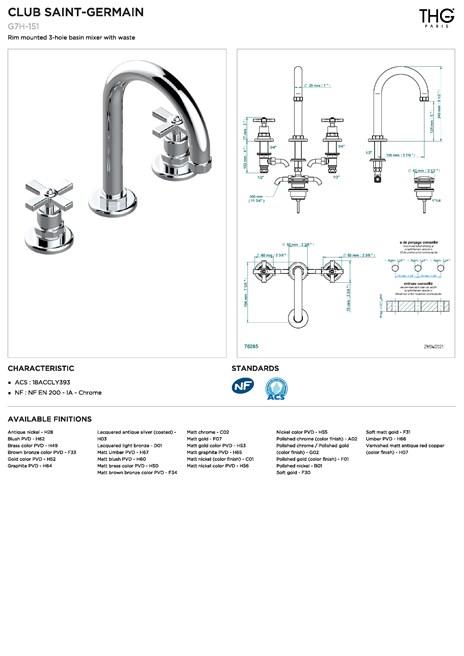 CLUB SAINT-GERMAIN Basin mixer By THG Paris
