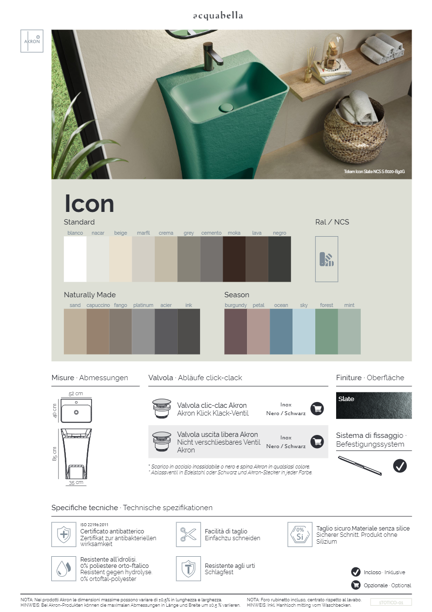 ICON SLATE Lavabo By Acquabella