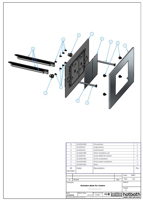 GAL GLA320 Flush plate By Hotbath