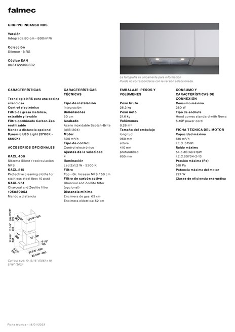 GRUPPO INCASSO NRS Campana extractora de acero inoxidable con carbón ...