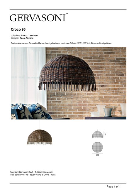 CROCO 95 Pendelleuchte By Gervasoni | design Paola Navone