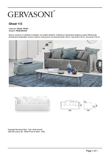 GHOST 112 Divano By Gervasoni | design Paola Navone