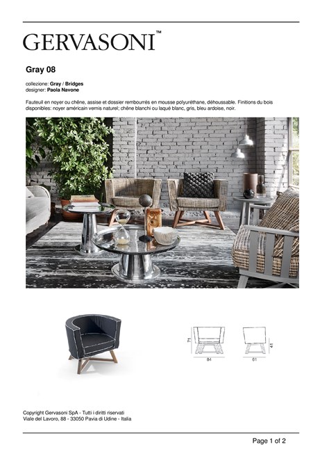 GRAY 08 Petit fauteuil By Gervasoni | design Paola Navone
