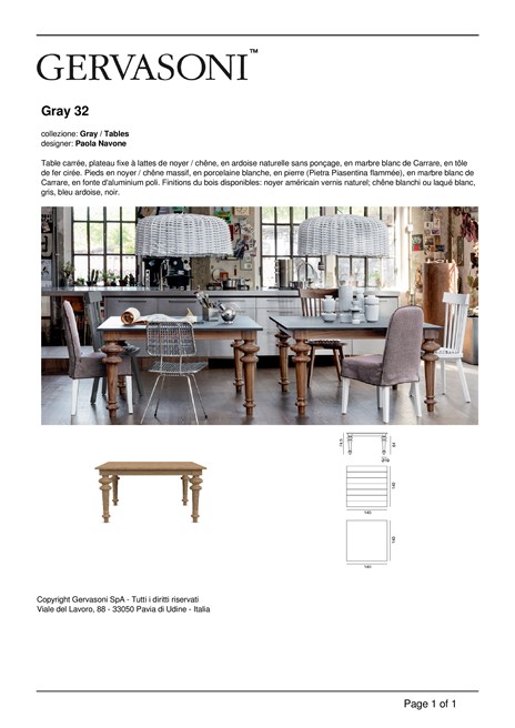GRAY 32 Table By Gervasoni | design Paola Navone
