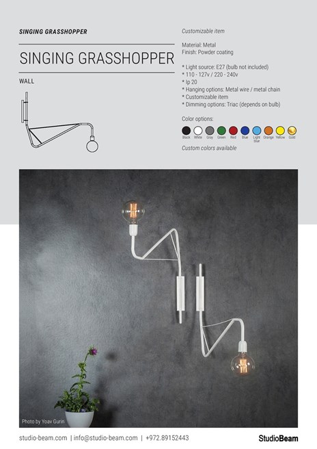 GRASSHOPPER Metal wall lamp By Studio Beam