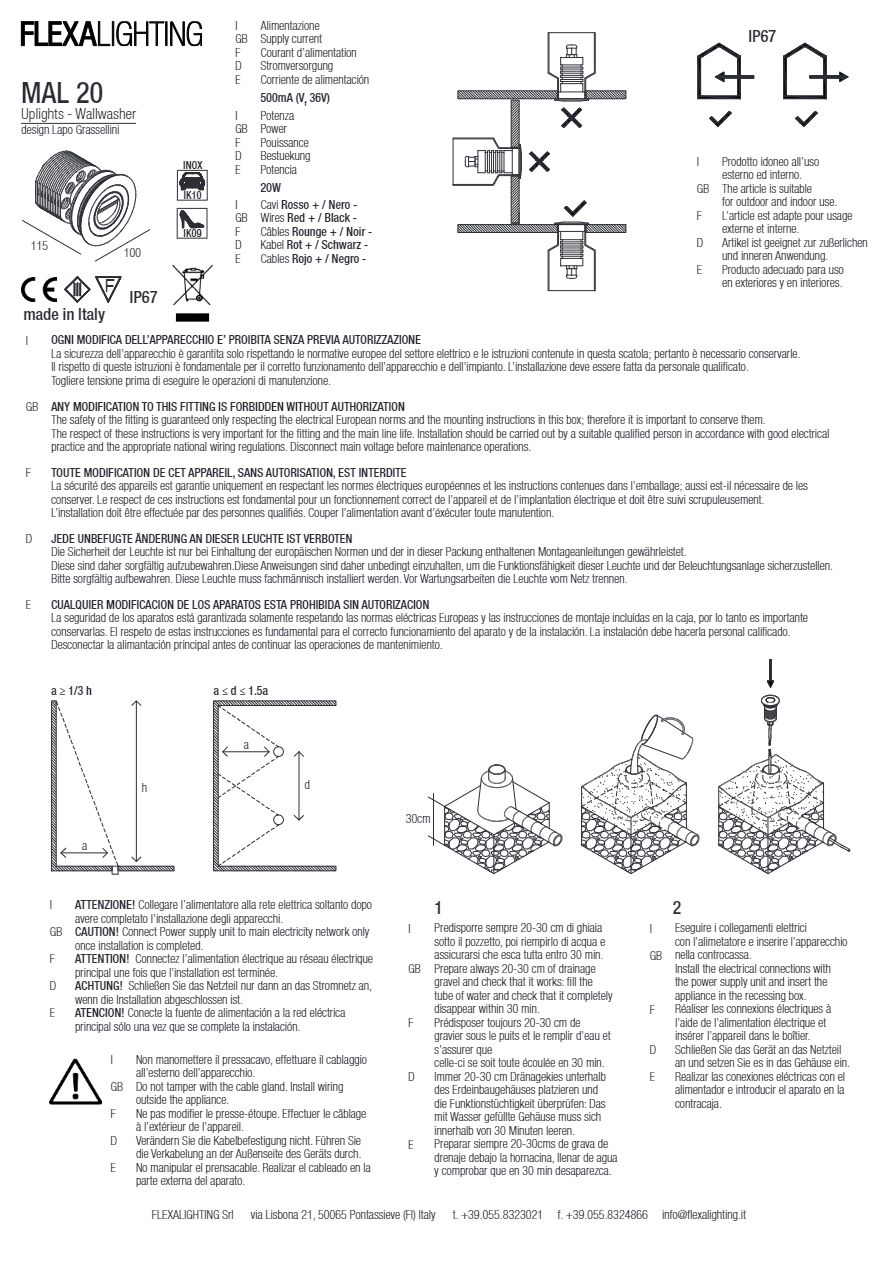 MAL 20 Lampe de balisage LED pour sol By Flexalighting