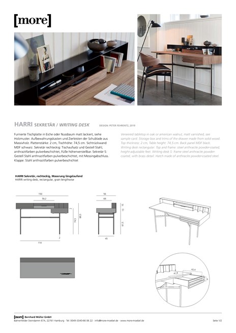 HARRI | Secretary desk Harri Collection By more design Peter Fehrentz