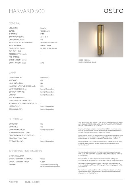 HARVARD 500 壁灯 By Astro Lighting