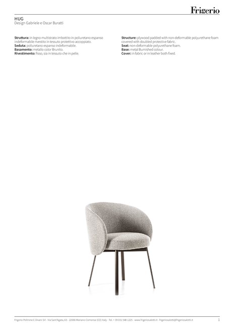 HUG Easy chair By Frigerio | design Buratti Architetti