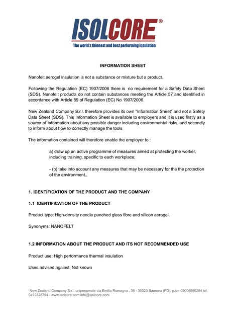 NANOFELT Thermal insulation felt By ISOLCORE