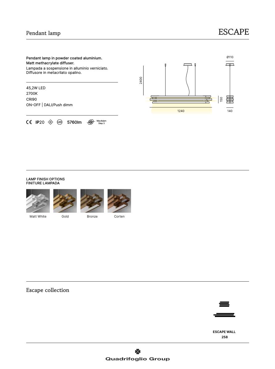 ESCAPE Lampada a sospensione a LED in alluminio By Quadrifoglio Group ...
