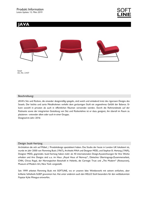 Sessel aus Stoff mit Kufengestell JAVA By SOFTLINE Design Busk + Hertzog