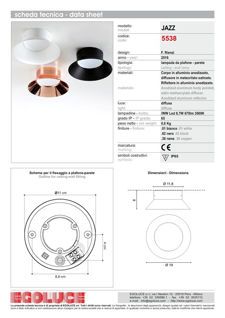 JAZZ Outdoor wall lamp / outdoor ceiling lamp By EGOLUCE | design FEB ...