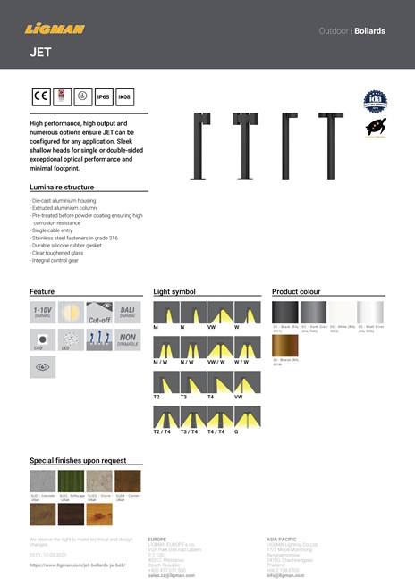 LED die cast aluminium bollard light JET 48 Jet Collection By LIGMAN