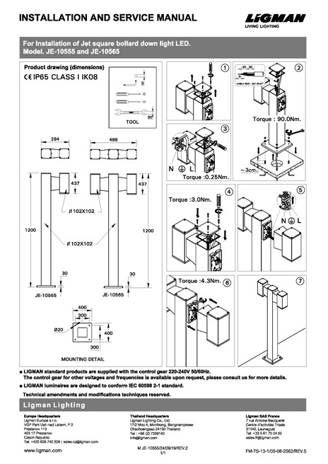 LED die cast aluminium bollard light JET 48 Jet Collection By LIGMAN