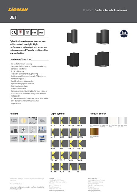 Direct light RGB Outdoor wall Lamp JET 54 Jet Collection By LIGMAN