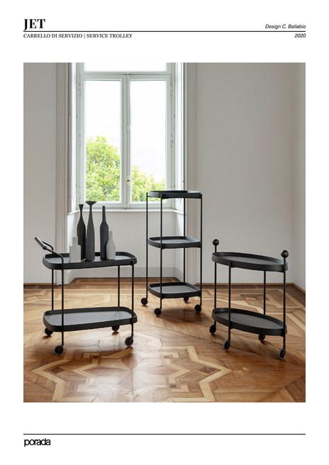 JET Walnut food trolley By Porada | design Carlo Ballabio
