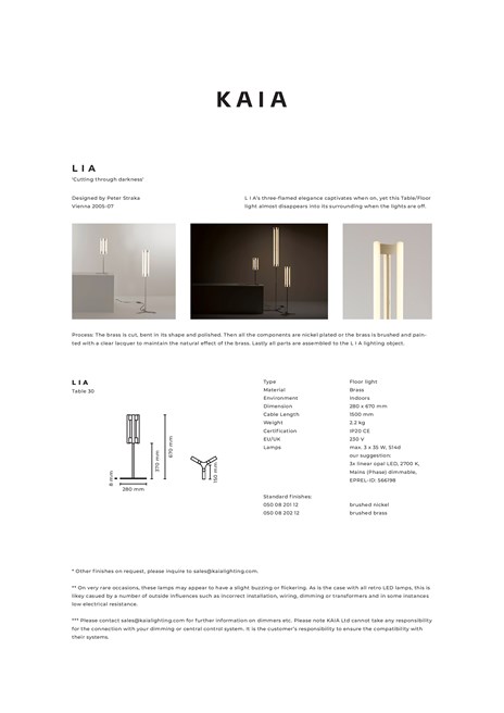 LIA | Lampadaire By KAIA design Peter Straka