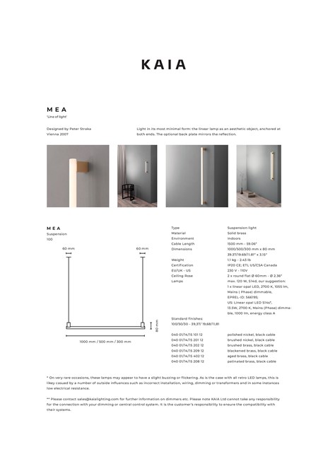 MEA | Lampada da parete By KAIA design Peter Straka