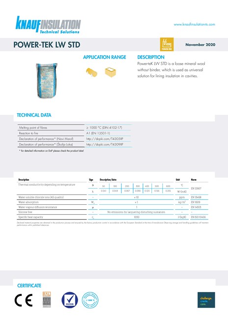 Industrial insulation Power-teK LW STD By Knauf Insulation Technical ...