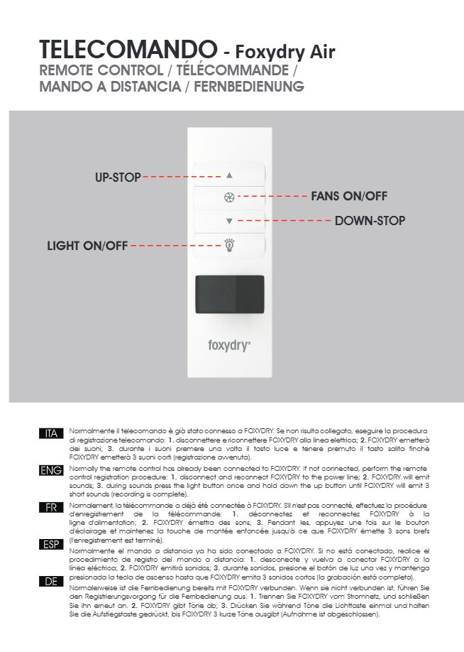 FOXYDRY AIR Electric ceiling clothesline with remote control By Foxydry