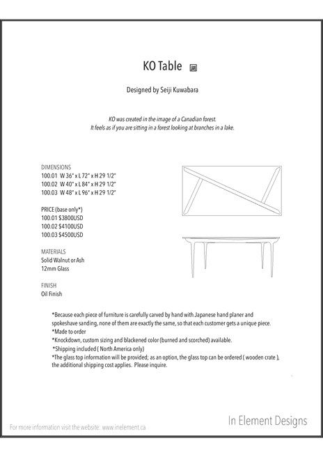 KO 桌子 By In Element Designs | design Seiji Kuwabara