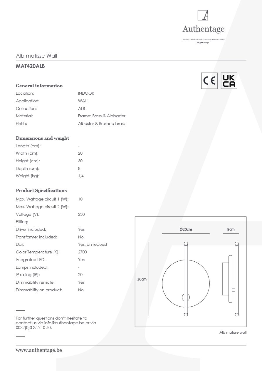 ALB LED dimmable alabaster wall light By Authentage Lighting | design ...