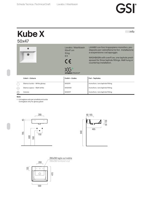 KUBE X 50X47 | Lavabo Collezione Kube X By GSI ceramica