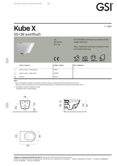 KUBE X 55/F | Wc Wc sospeso in ceramica By GSI ceramica