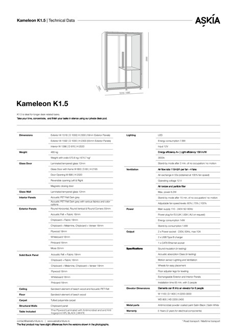 KAMELEON K1.5 cabine de bureau By Askia