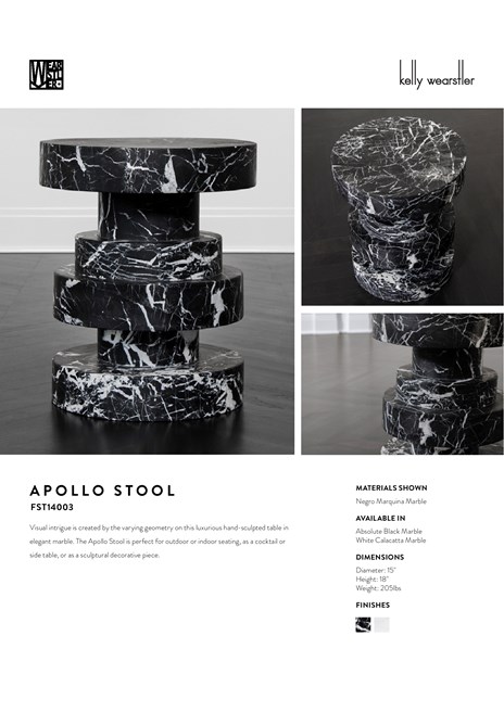 APOLLO Round marble coffee table for living room By Kelly Wearstler