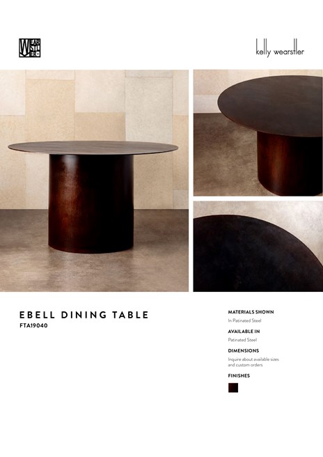 Round steel dining table EBELL By Kelly Wearstler design Kelly Wearstler