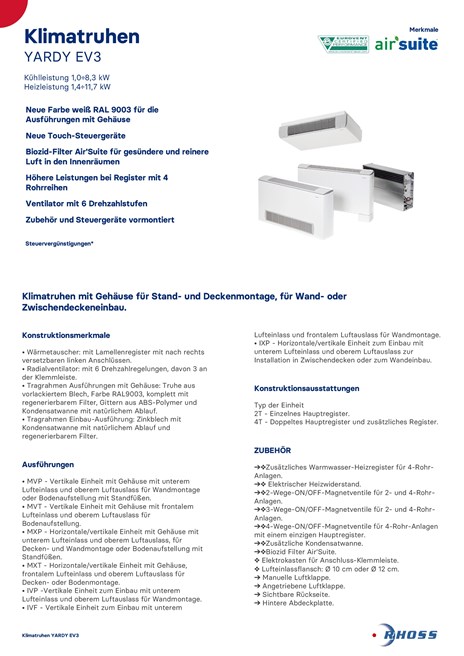 YARDY EV3 Konvektor By Rhoss