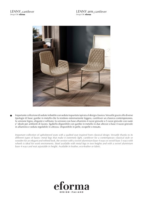 LENNY Cadeira cantilever estofada de pele By EFORMA