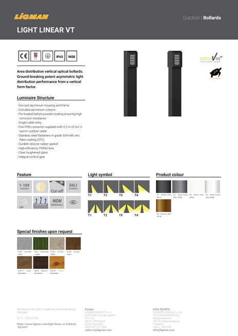 LED die cast aluminium bollard light LIGHT LINEAR VT 2 By LIGMAN