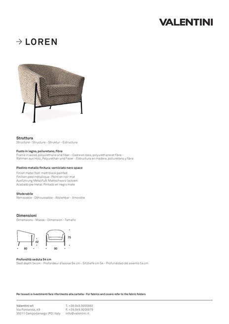 LOREN Fabric armchair with armrests By VALENTINI