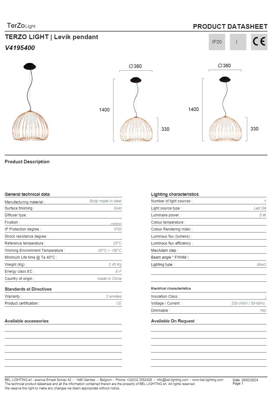 LEVIK Steel pendant lamp By Terzo Light