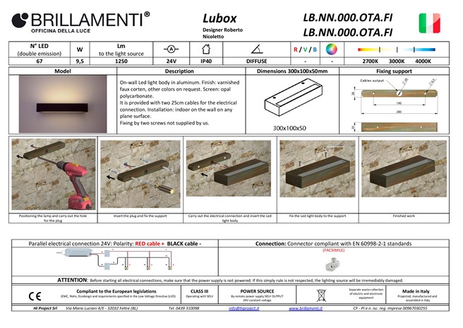 LED Wandlampe aus Aluminium LUBOX By Brillamenti