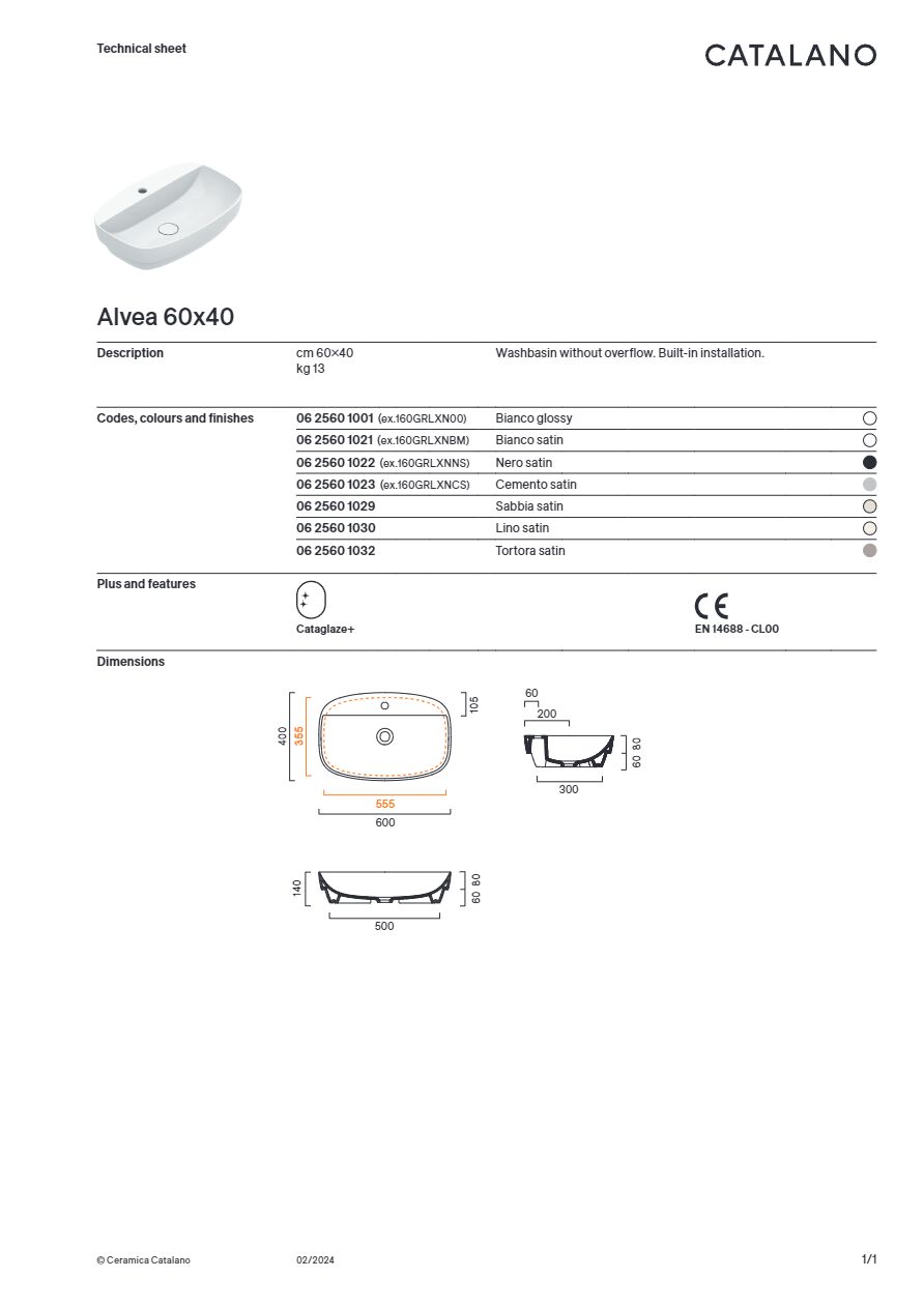 ALVEA 60 Washbasin By CERAMICA CATALANO
