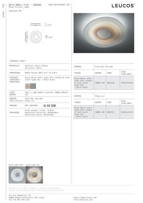 Applique / lampe de plafond en acier et verre BETA SMALL P-PL By LEUCOS ...