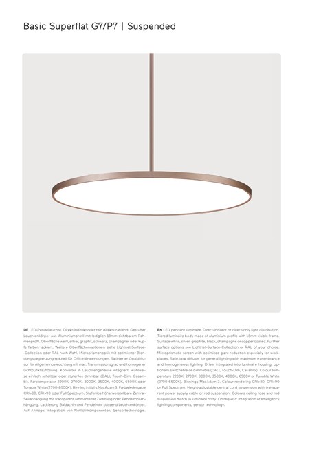 BASIC SUPERFLAT G7/P7 LED pendant lamp By Lightnet